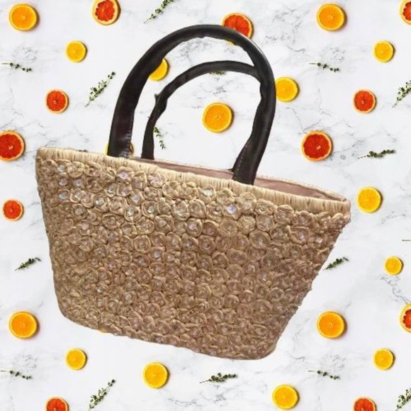 Bags | Fuji Straw Sequin Small Tote Bag | Poshmark